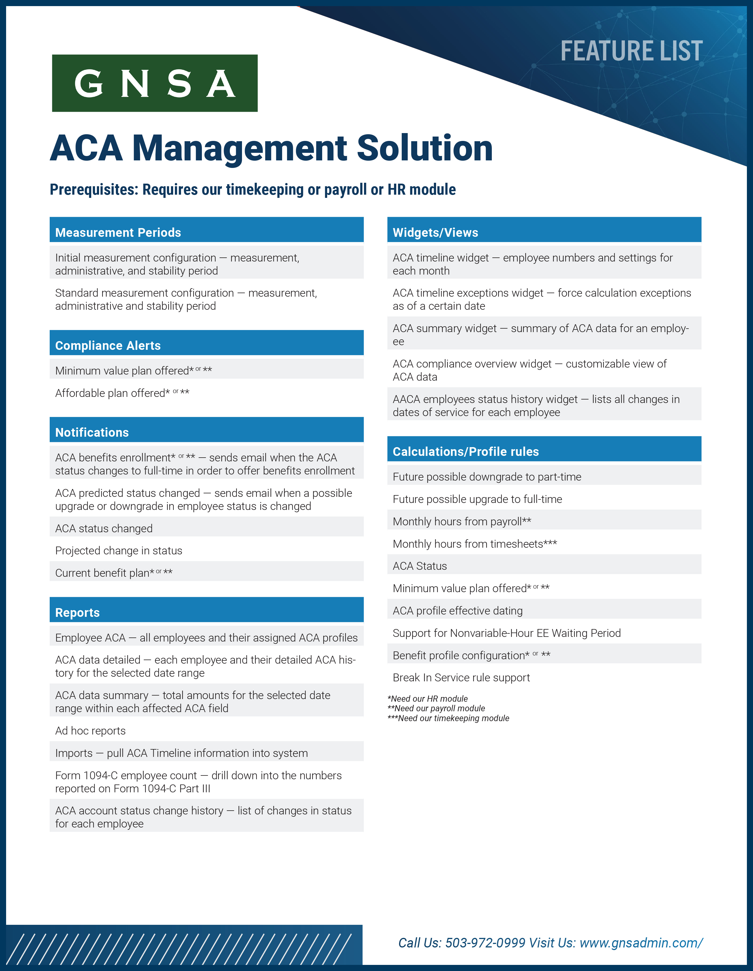 ACA Feature List Download | GNSA