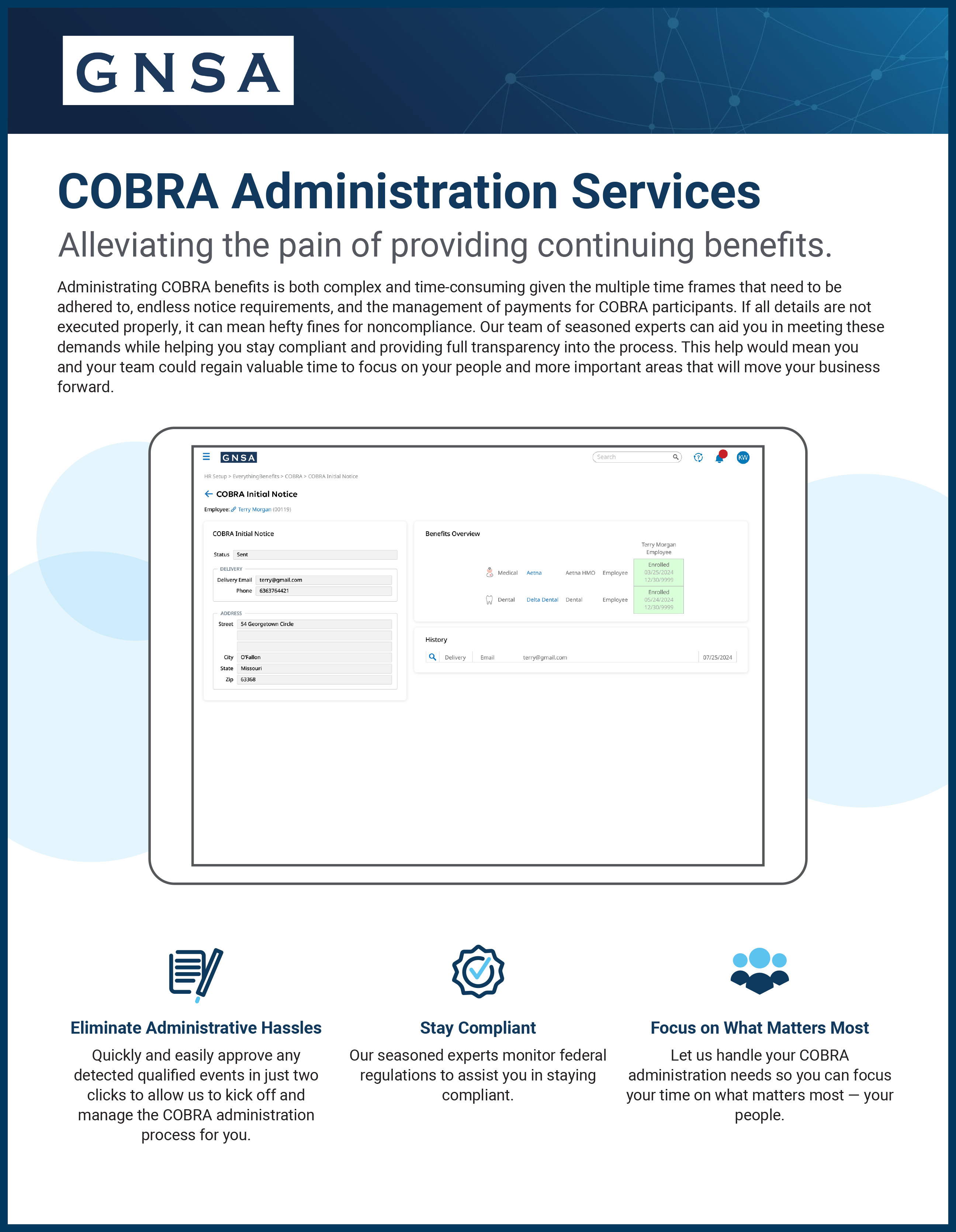 COBRA Administration Product Profile | GNSA